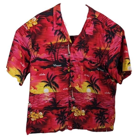 Shirts | Mens 4xl Red Hawaiian Shirt Sunset Palm Made In Hawaii Usa ...